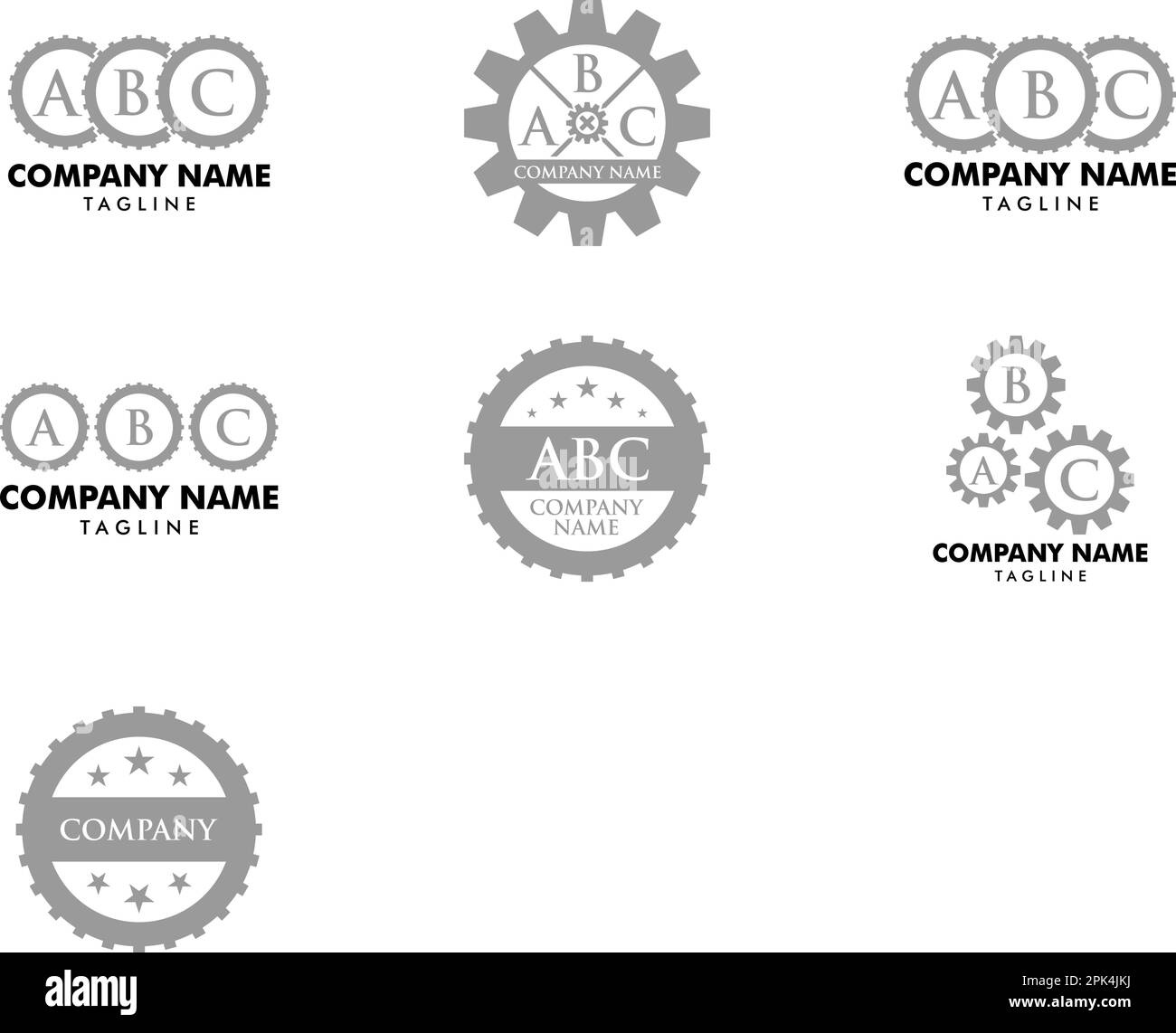 Set of Initial Letter Gear Logo Design Template Stock Vector Image ...