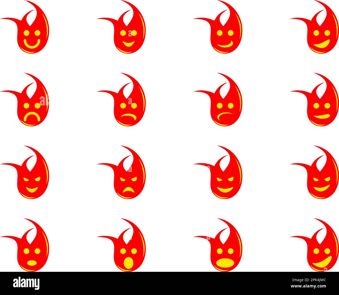 Set of Fire Flame Emoji Icons In Different Expressions Stock Vector ...