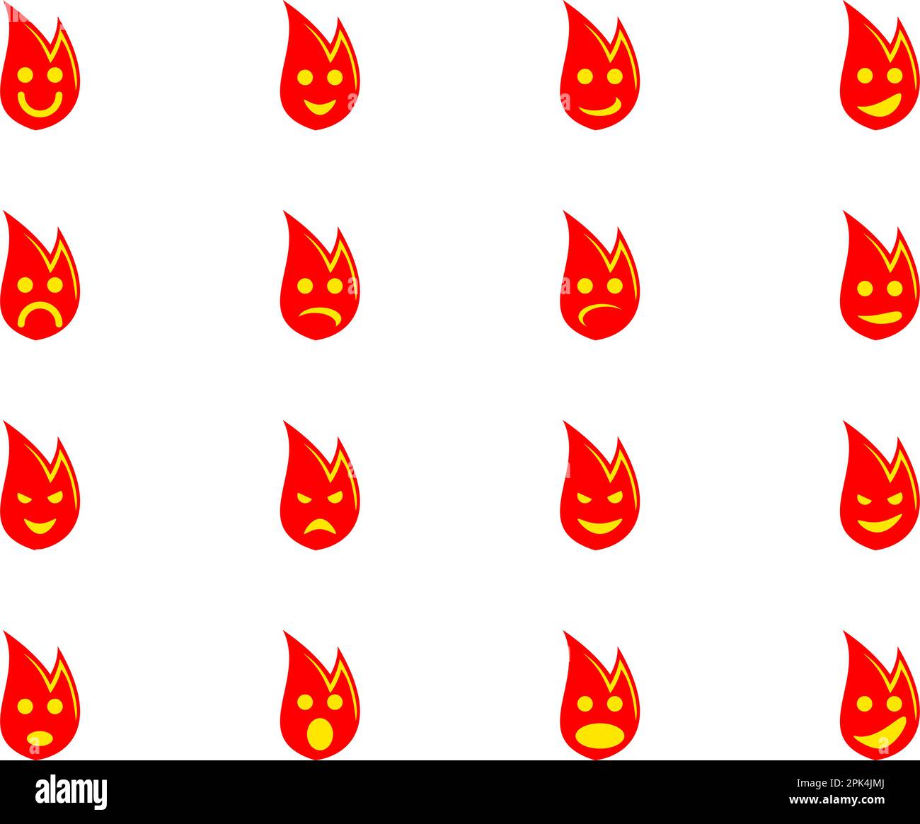Set of Fire Flame Emoji Icons In Different Expressions Stock Vector ...