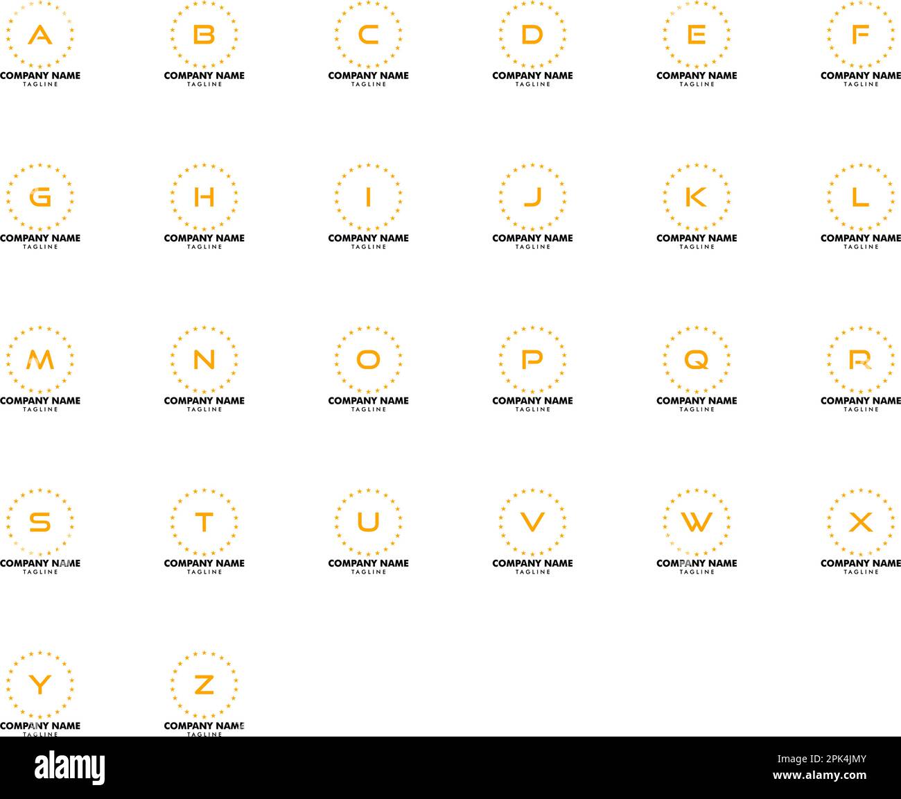 Set of Initial Letter Logo with Circle Star Element Stock Vector Image ...