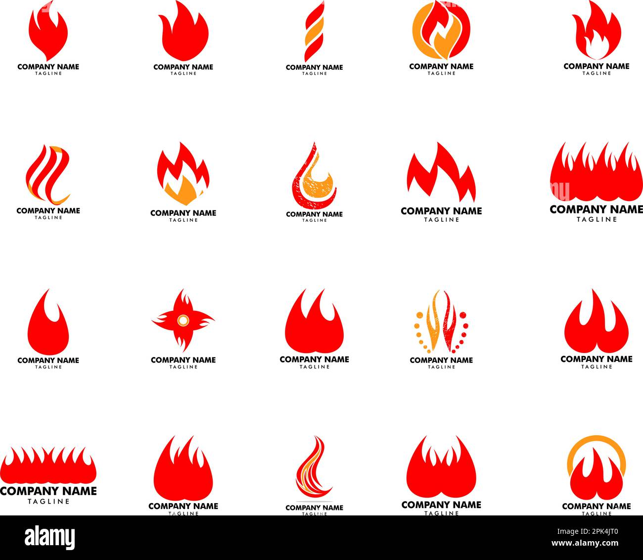Set of Fire Flame Logo Design Vector Template Stock Vector Image & Art ...