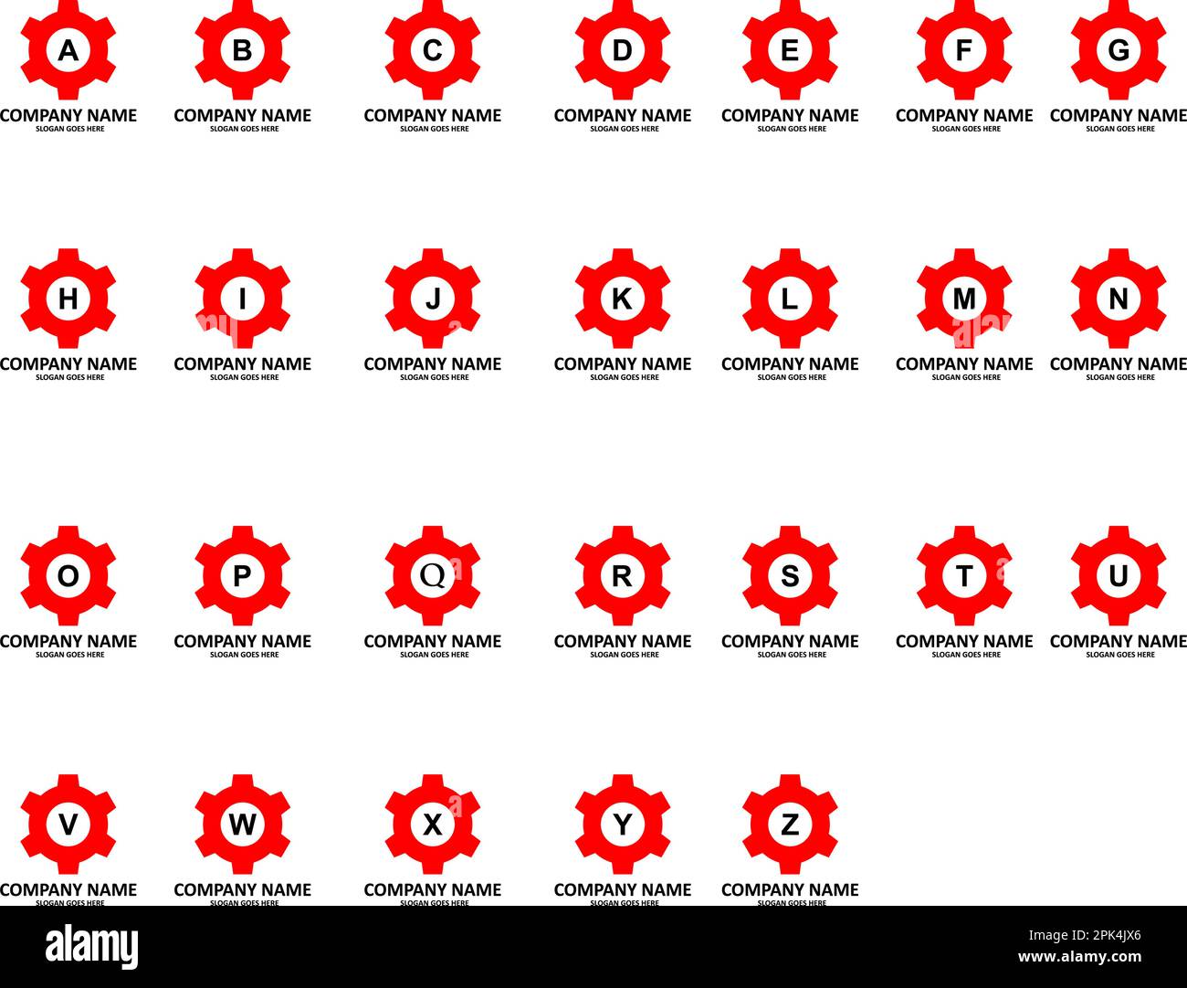 Set of Initial Letter Gear Logo Design Template Stock Vector Image ...