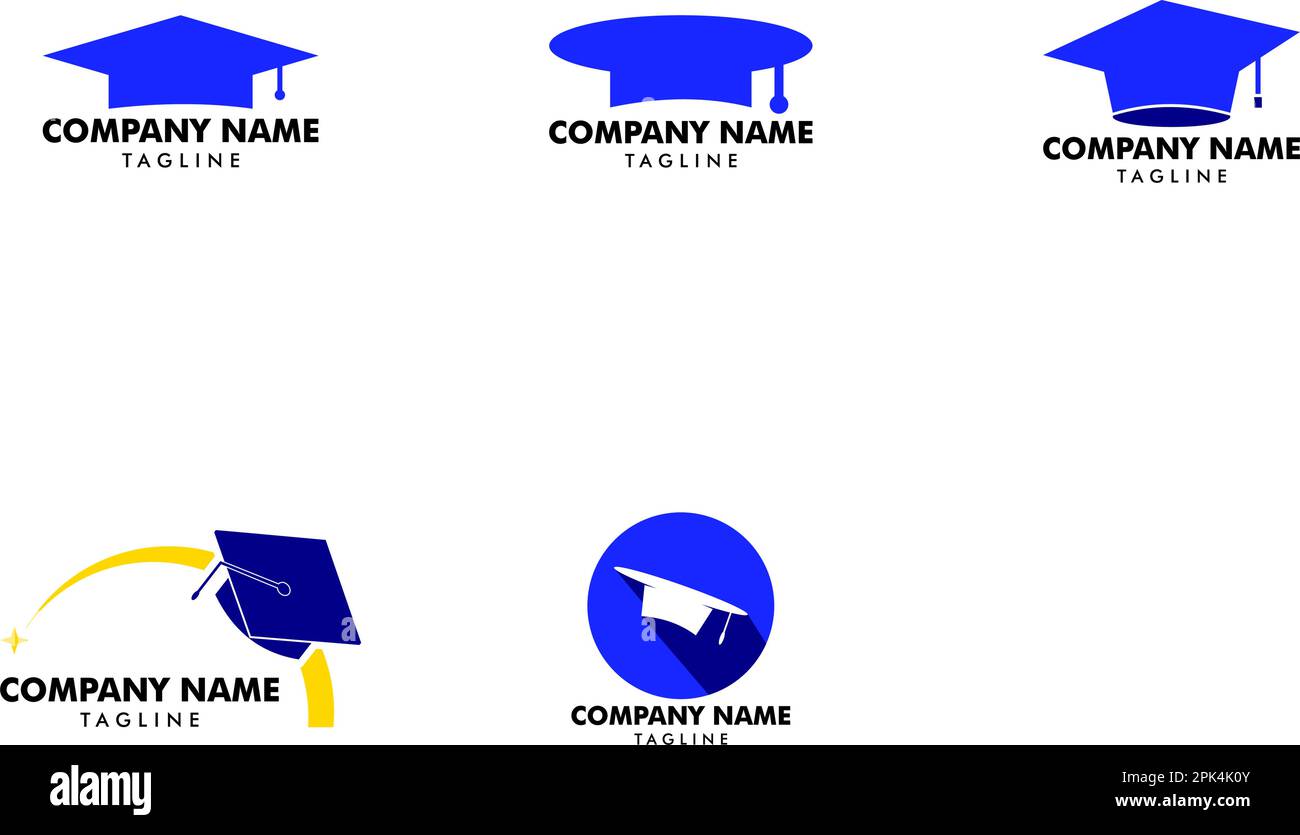 Set of Graduation hat vector logo, Education logo Stock Vector Image ...