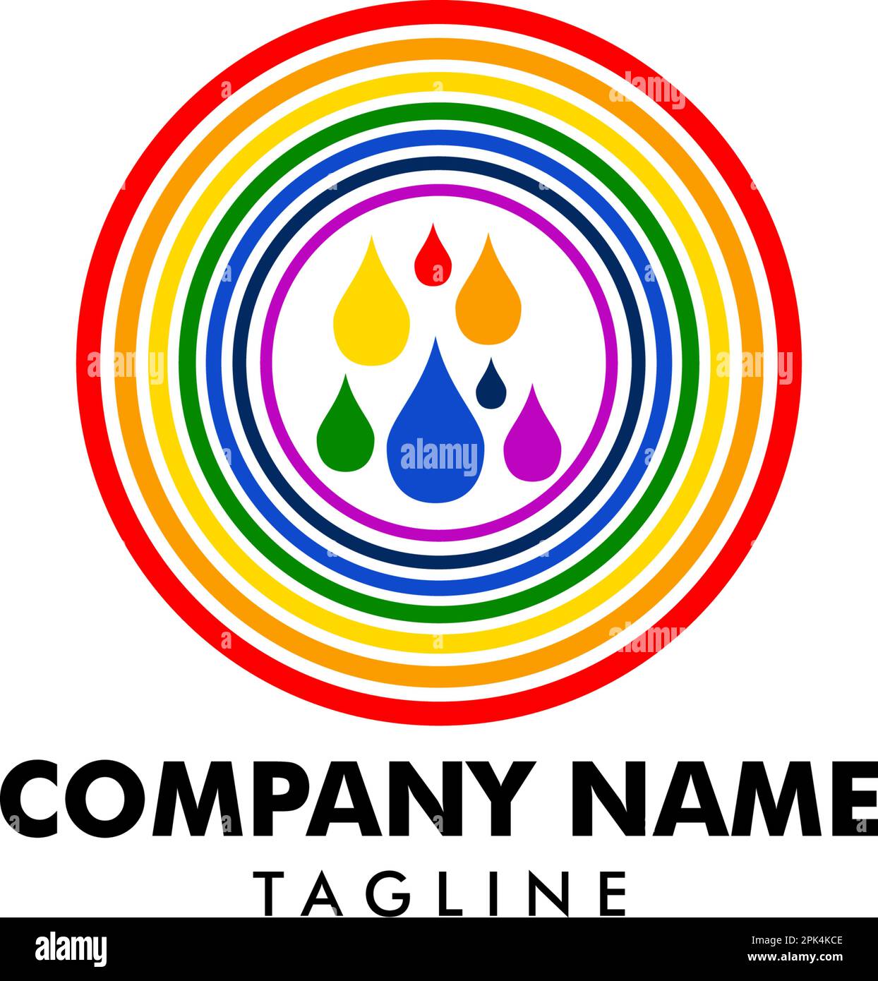 Rainbow with rain logo template vector icon illustration design Stock ...