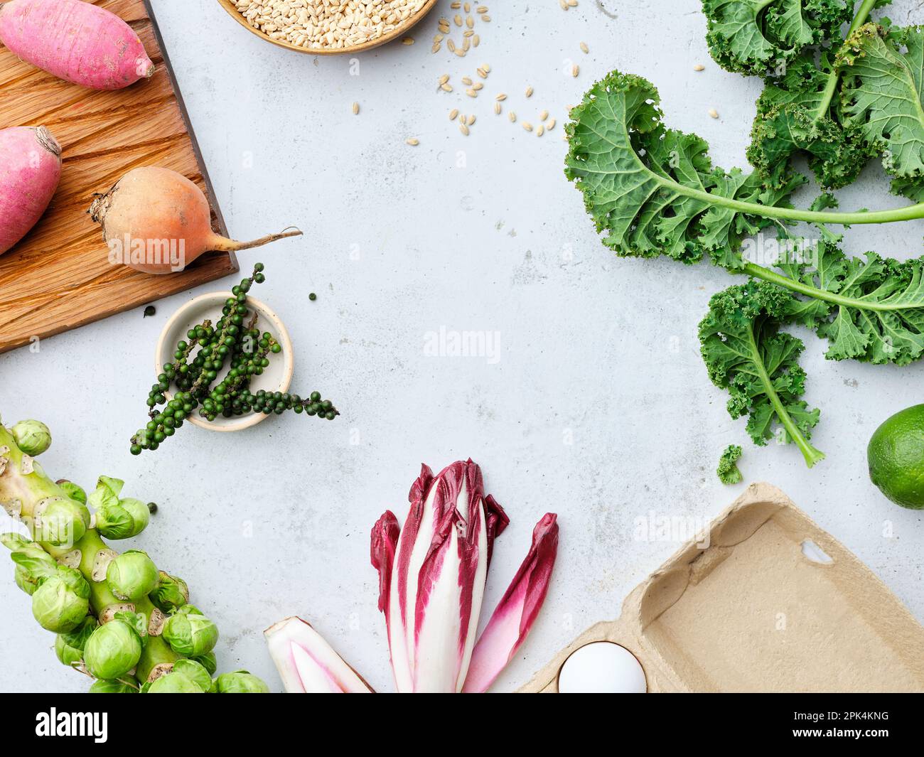 Healthy food set top view. Zero waste food shoppping. Cooking ...