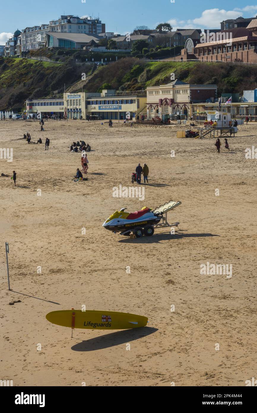 Bournemouth, UK - April 2nd 2023: A RNLI lifeguard rescue board and jet ...