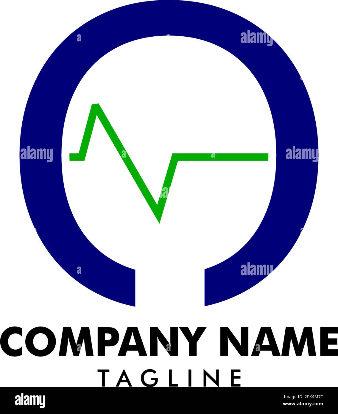 O Health Pulse Letter Logo Template Design Vector Stock Vector Image ...