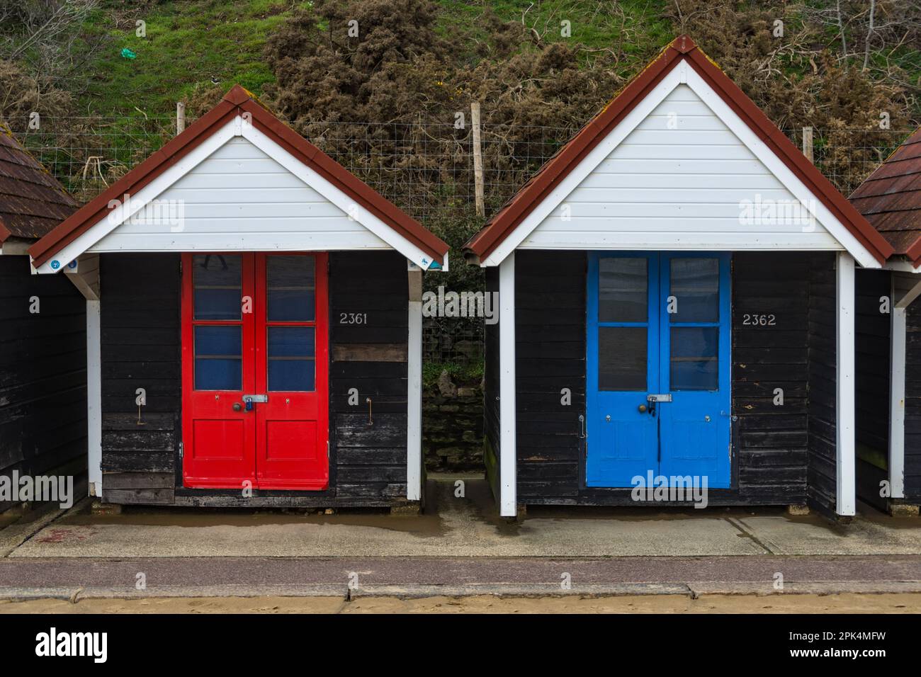 Bournemouth, UK - March 26th 2023: Colourful beach huts on Bournemouth ...