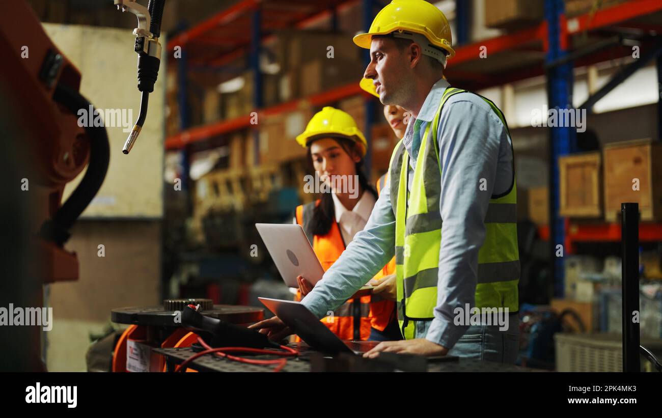 Engineer team working together in the industrial manufacturing Stock ...