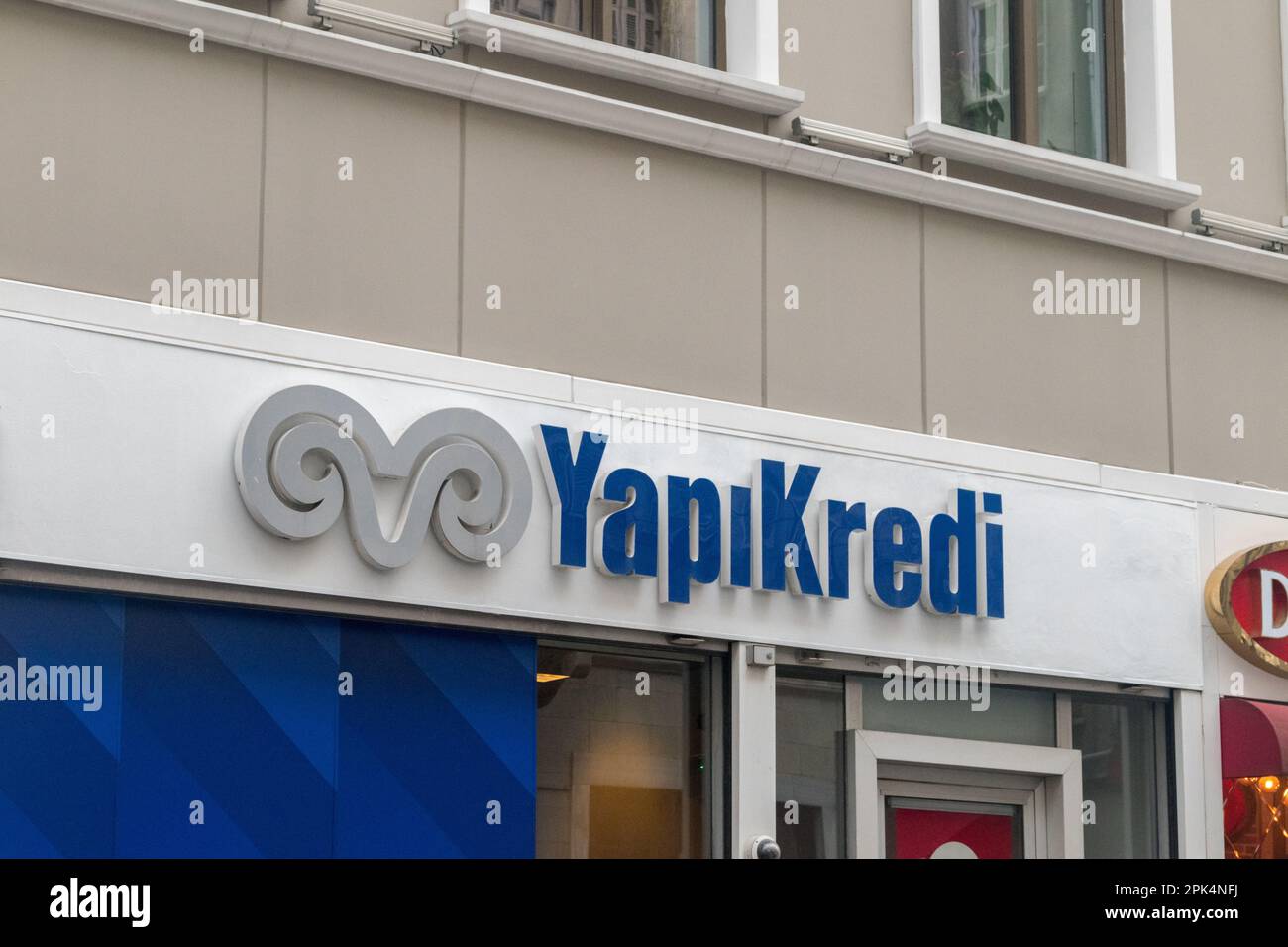 Istanbul, Turkey - December 11, 2022: Logo and sign of Yapi Kierdi bank ...