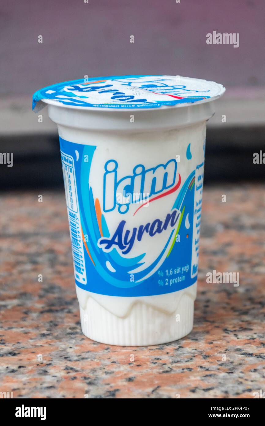 Istanbul, Turkey - December 11, 2022: Icim Ayran milk drink Stock Photo ...