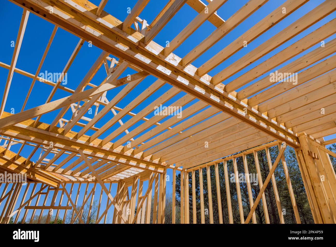 New framework is under construction of framed beams in laying floor ...