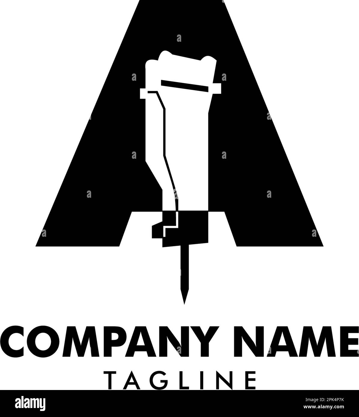 Initial logo letter A with icon stone breaker vector design Stock ...