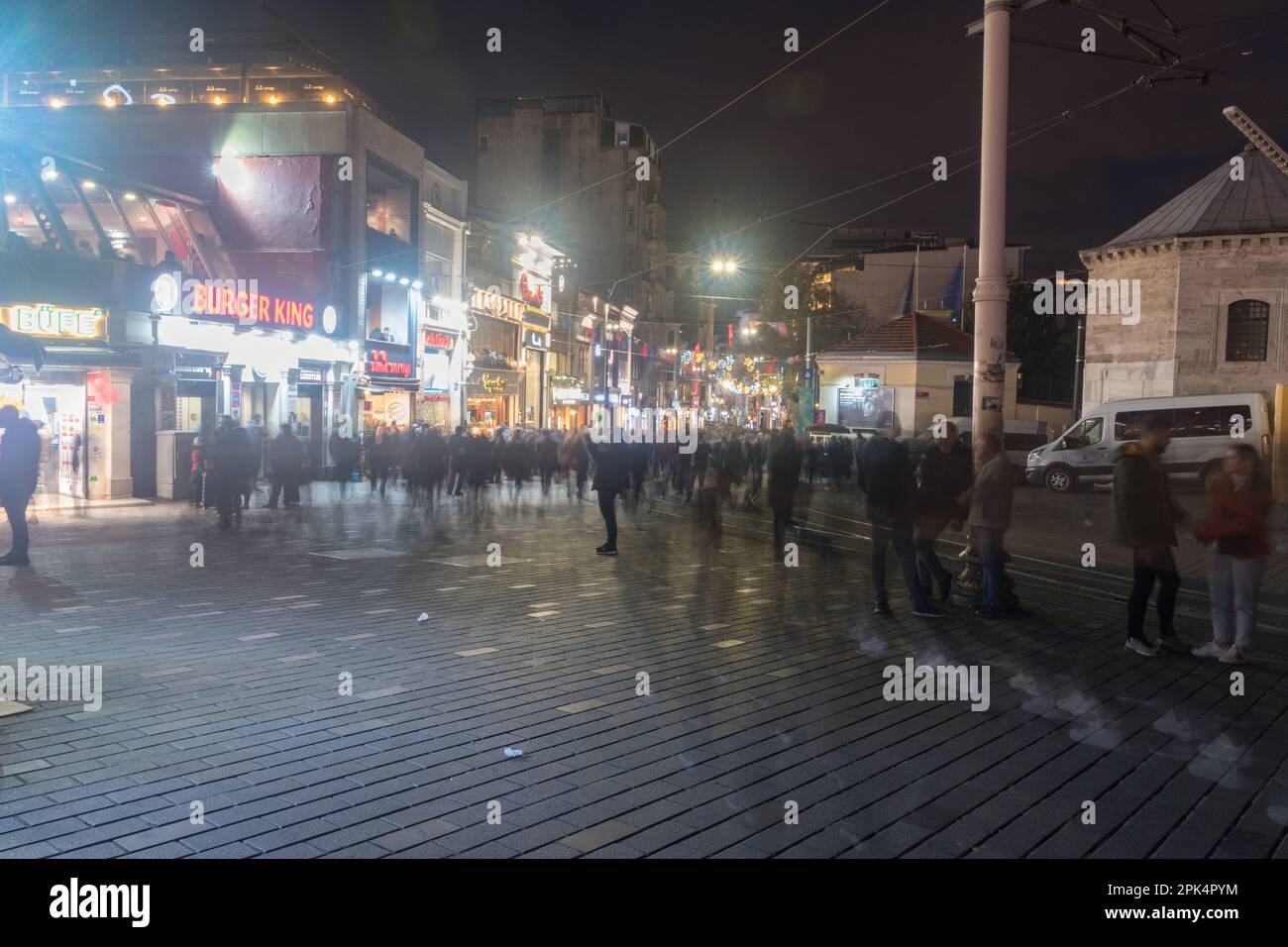 Istanbul, Turkey - December 11, 2022: Night view Istiklal Avenue from ...