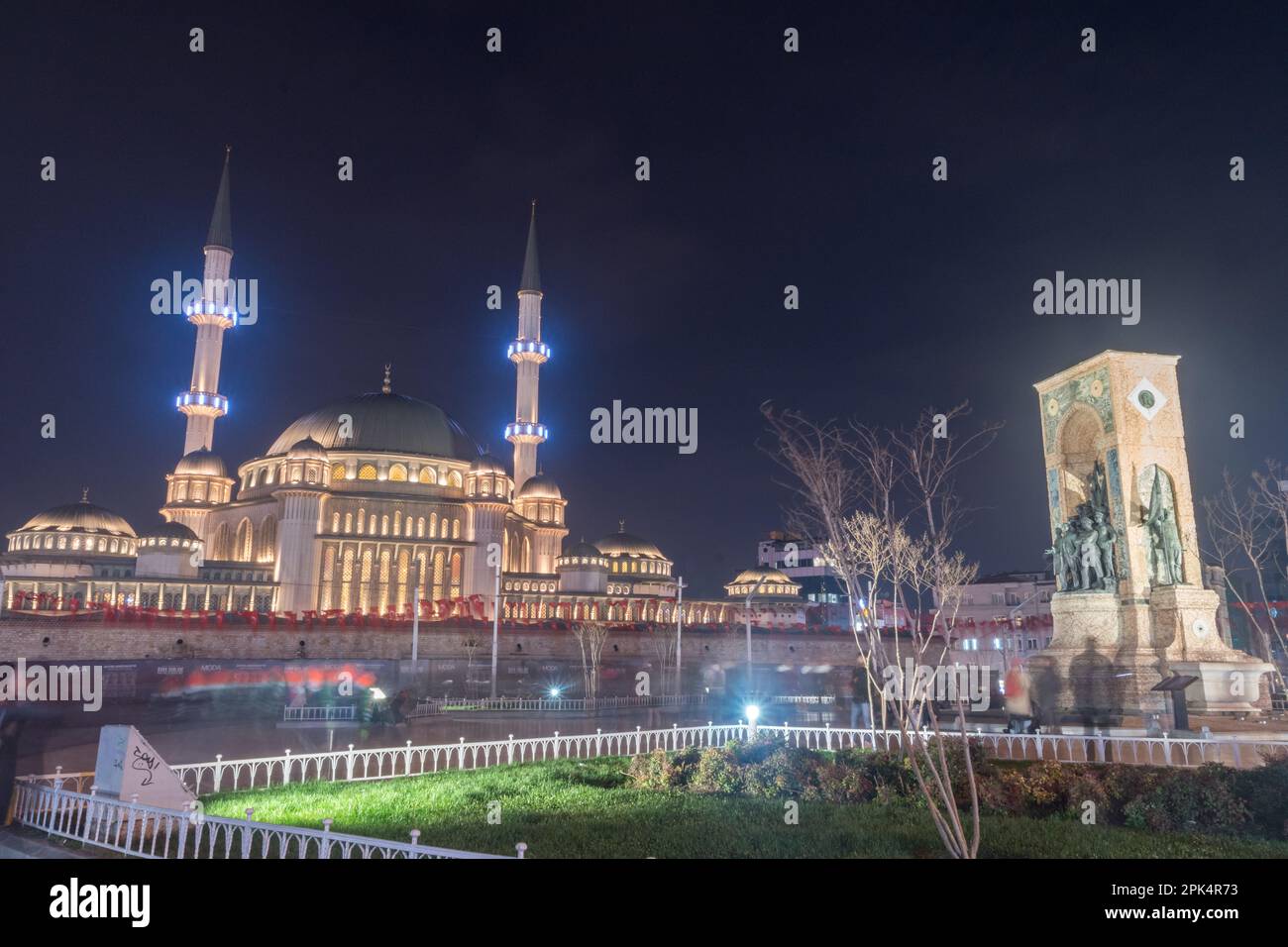 Istanbul, Turkey - December 10, 2022: Night view on Taksim Mosque ...
