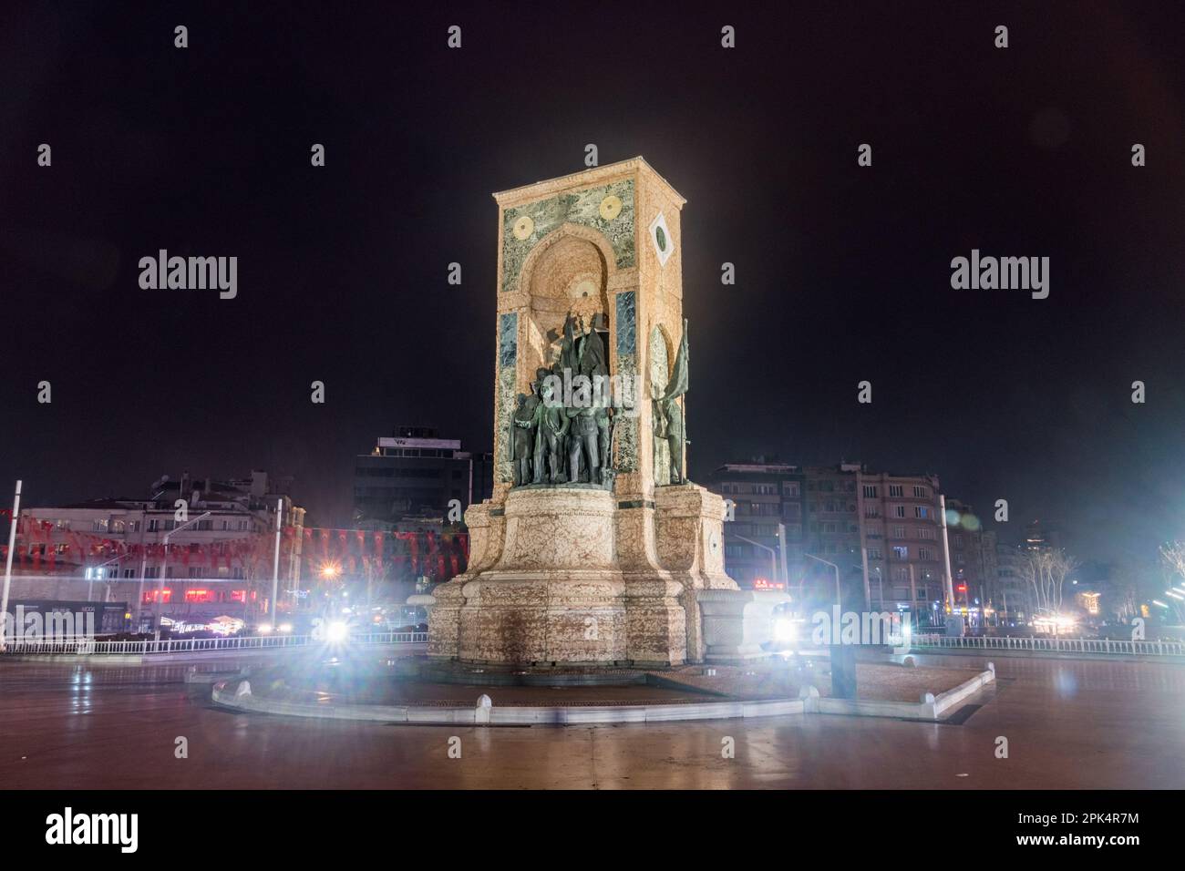 Istanbul, Turkey - December 10, 2022: Night view on Republic Monument ...