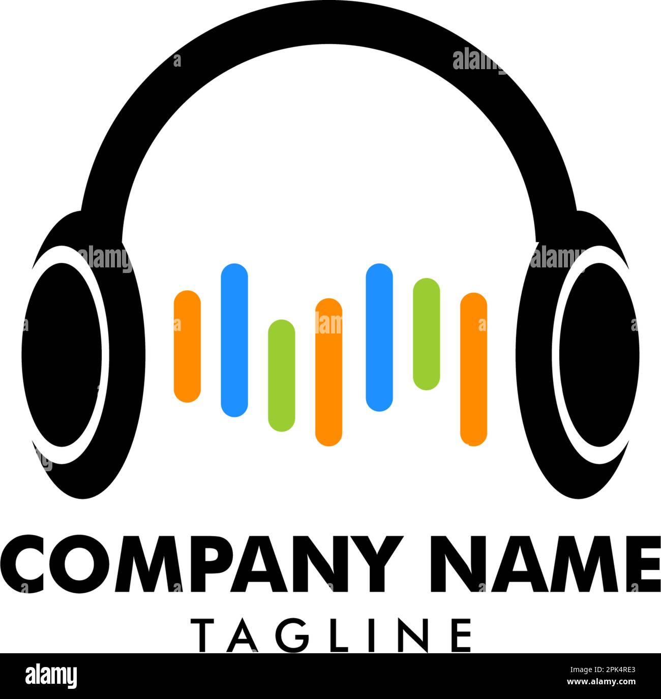 Headphone with Sound Wave Logo Template Design Stock Vector Image & Art ...