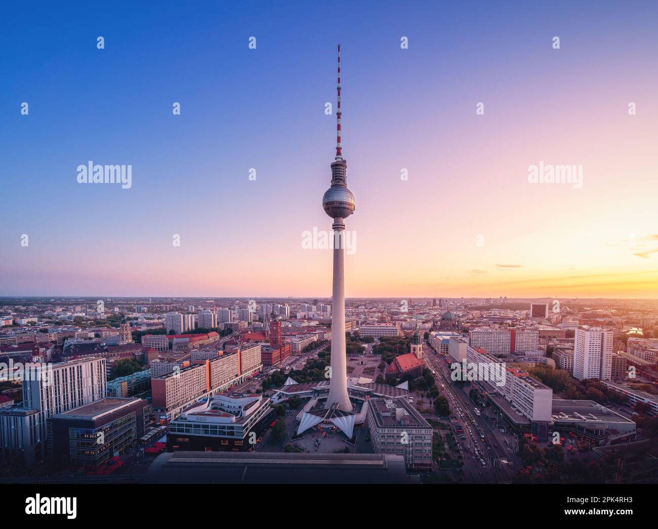 Aerial view of Berlin with Berlin Television Tower (Fernsehturm) at ...
