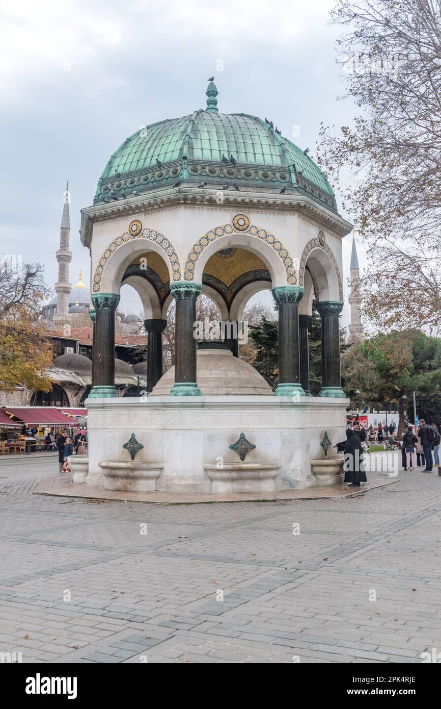 Istanbul, Turkey - December 10, 2022: German Fountain (Turkish: Alman ...