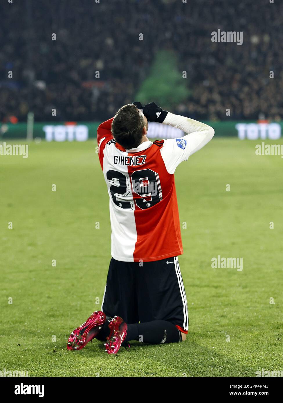 ROTTERDAM - Santiago Gimenez of Feyenoord celebrates the 1-1 during the ...