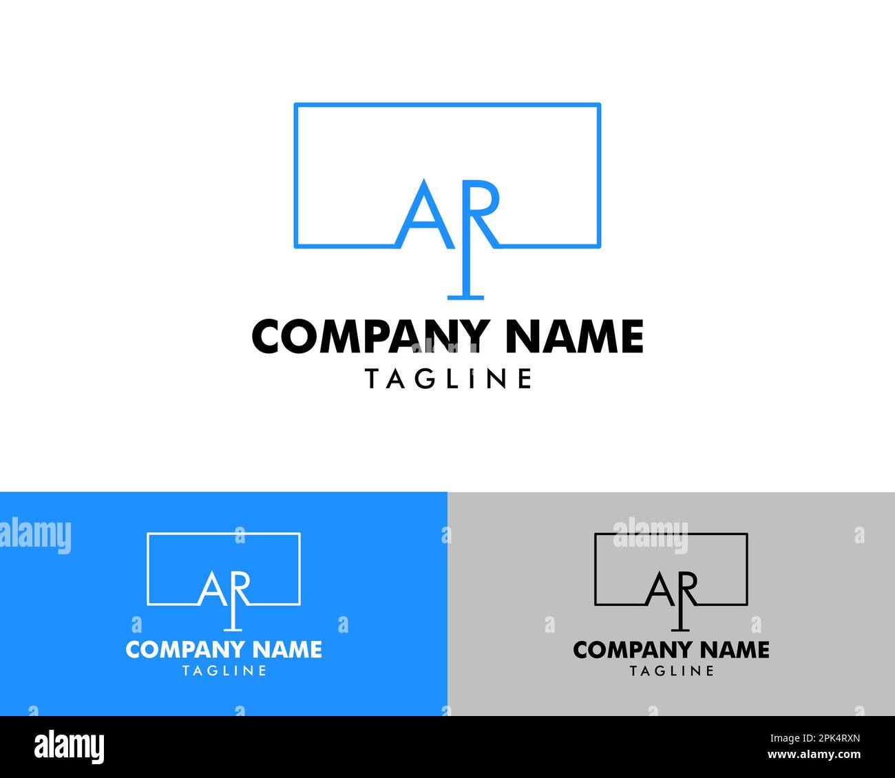 Computer PC Monitor with Initial Letter AR Logo Design Template Stock ...