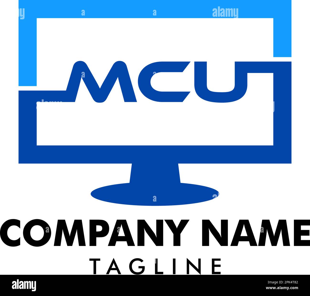 Computer PC Monitor with Initial Letter MCU Logo Design Template Stock ...