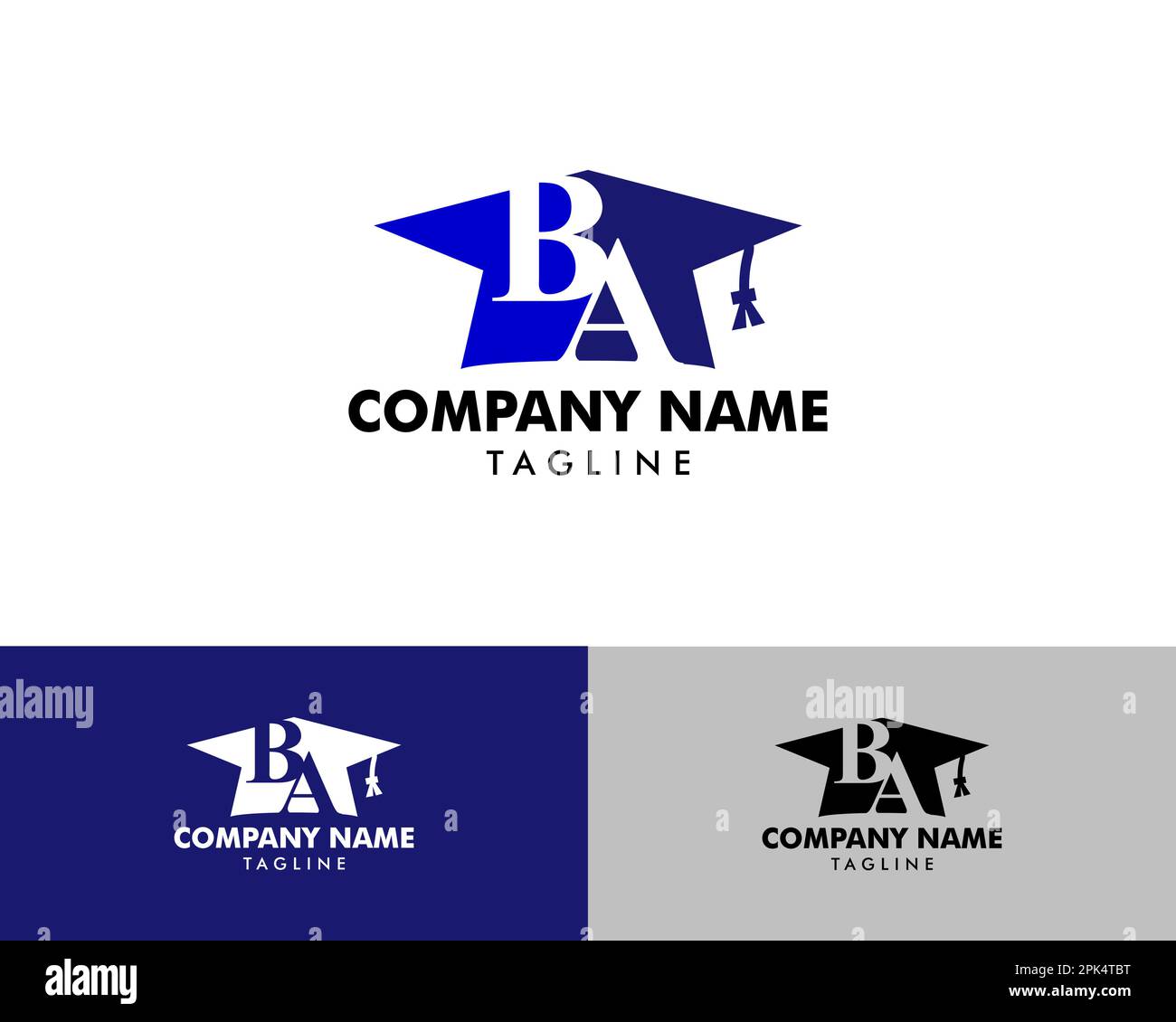 Initial letter BA logo with graduation hat, Education theme concept ...