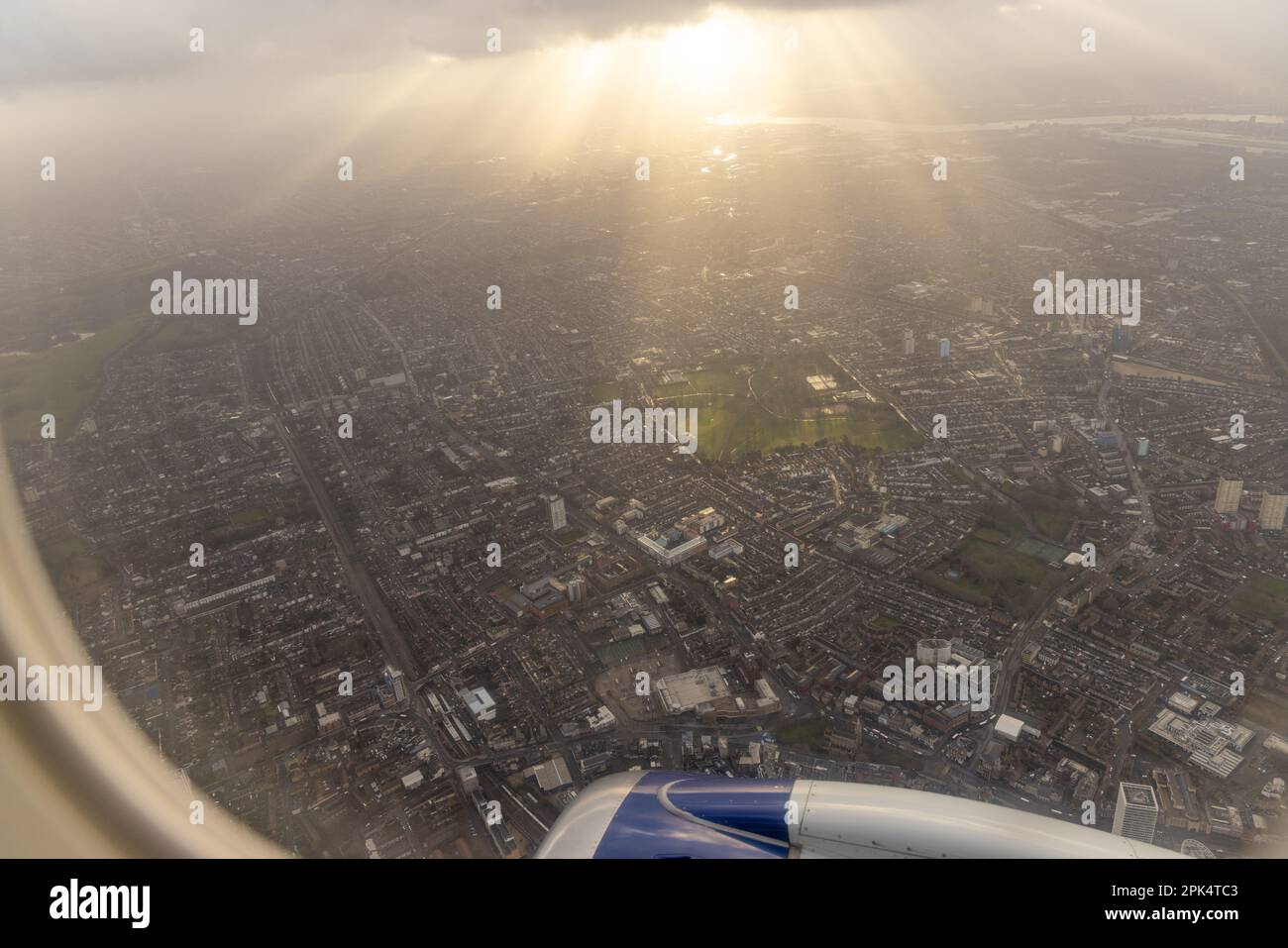 Aircraft Window Aerial View of London, United Kingdom, Europe Stock ...