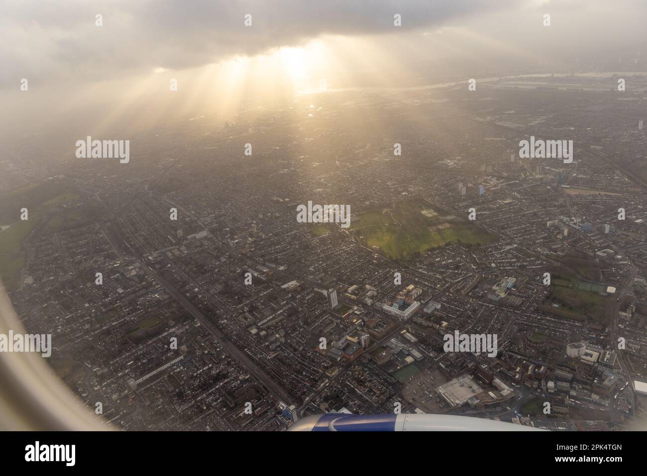 Aircraft Window Aerial View of London, United Kingdom, Europe Stock ...