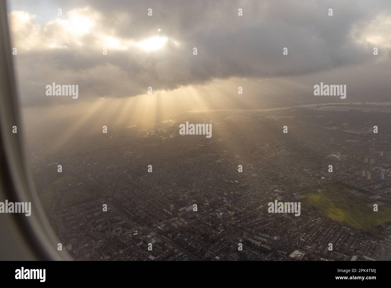 Aircraft Window Aerial View of London, United Kingdom, Europe Stock ...
