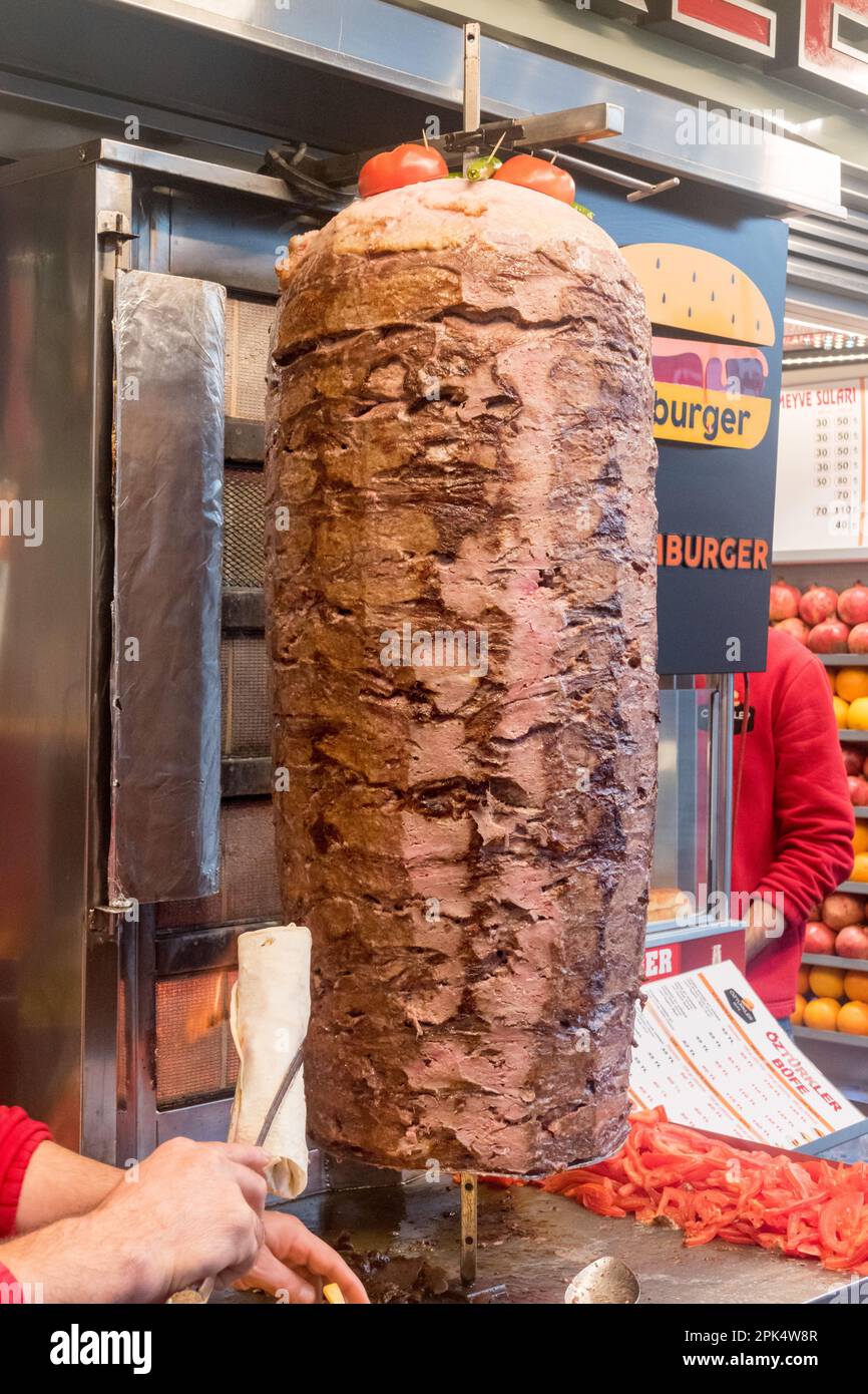 Istanbul, Turkey - December 11, 2022: Meat for kabab in Turkish fast ...