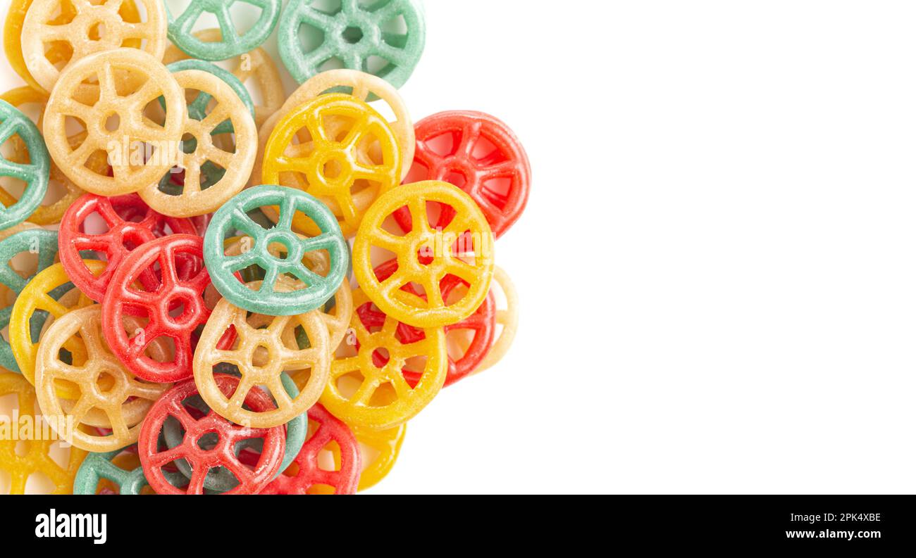 Uncooked Wheel Fryums Isolated on a White Background Stock Photo - Alamy