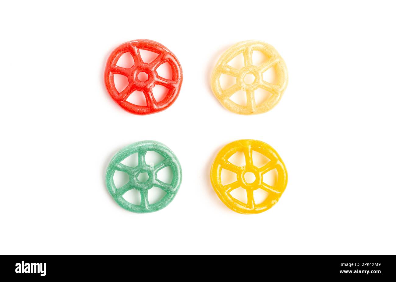 Uncooked Wheel Fryums Isolated on a White Background Stock Photo - Alamy