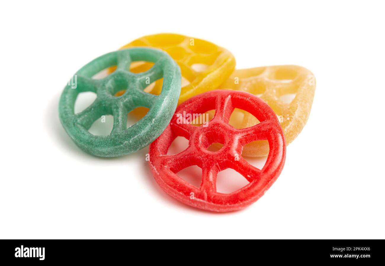 Uncooked Wheel Fryums Isolated on a White Background Stock Photo - Alamy