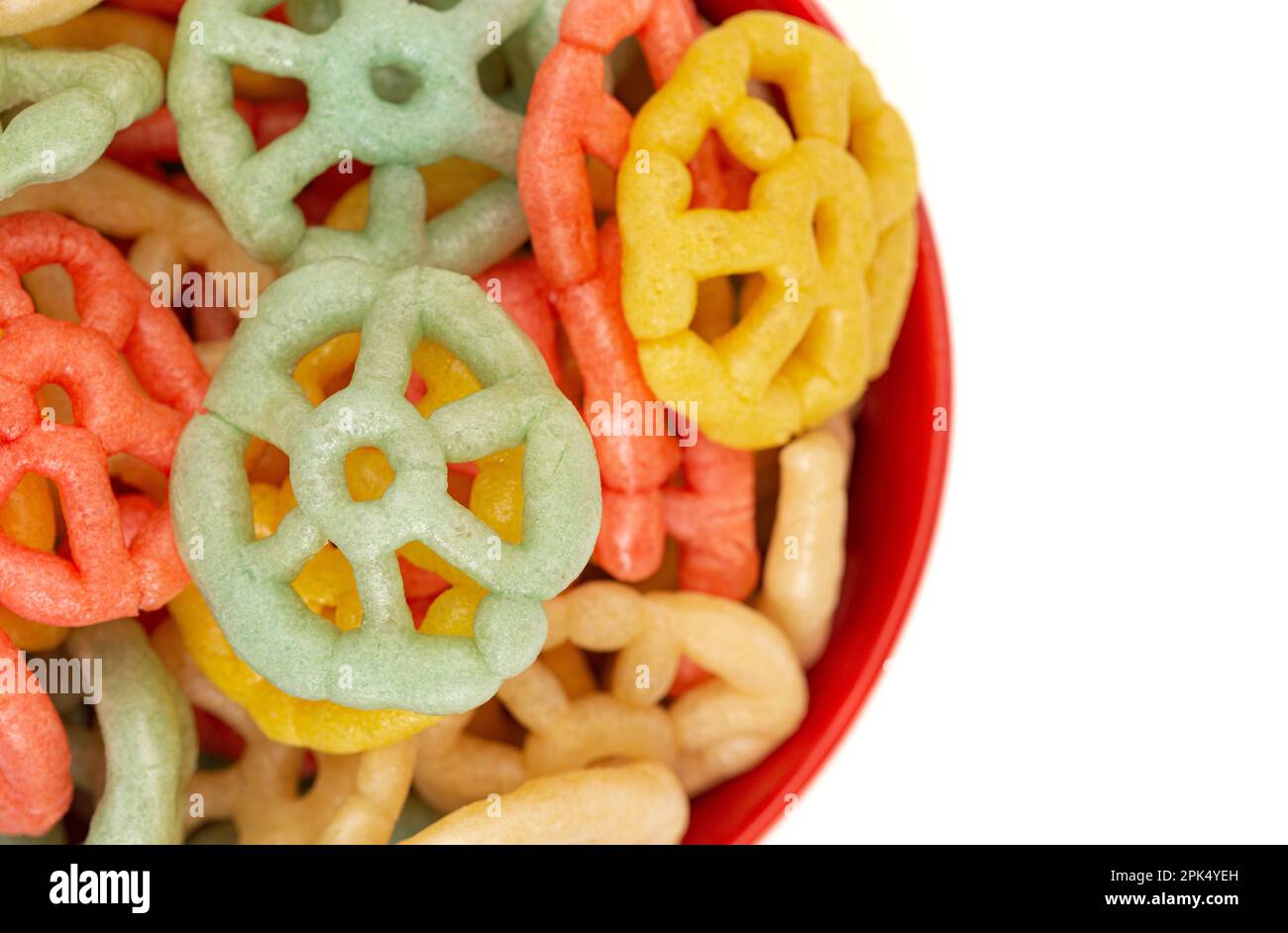 Cooked Color Rainbow Wheel Fryums Isolated on a White Background Stock ...