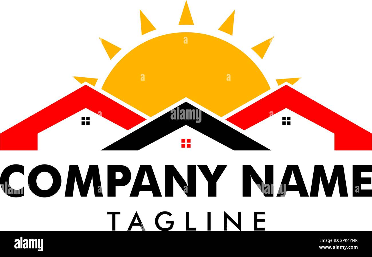 Sun House Logo Design Template Stock Vector Image & Art - Alamy