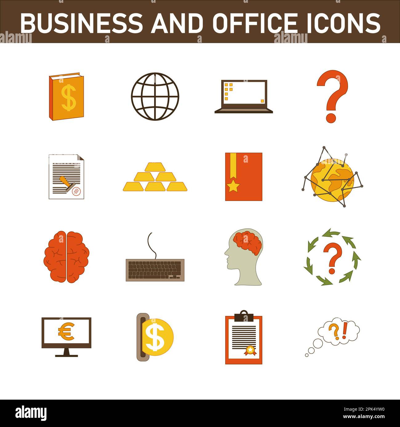 Collection of multi-colored flat icons on the topic: business and ...