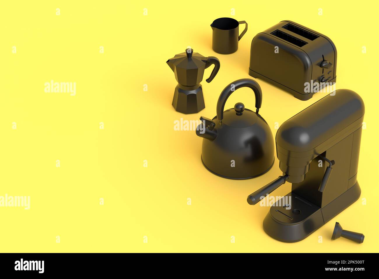 Kettle, toaster, coffee machine horn and geyser coffee maker on ...