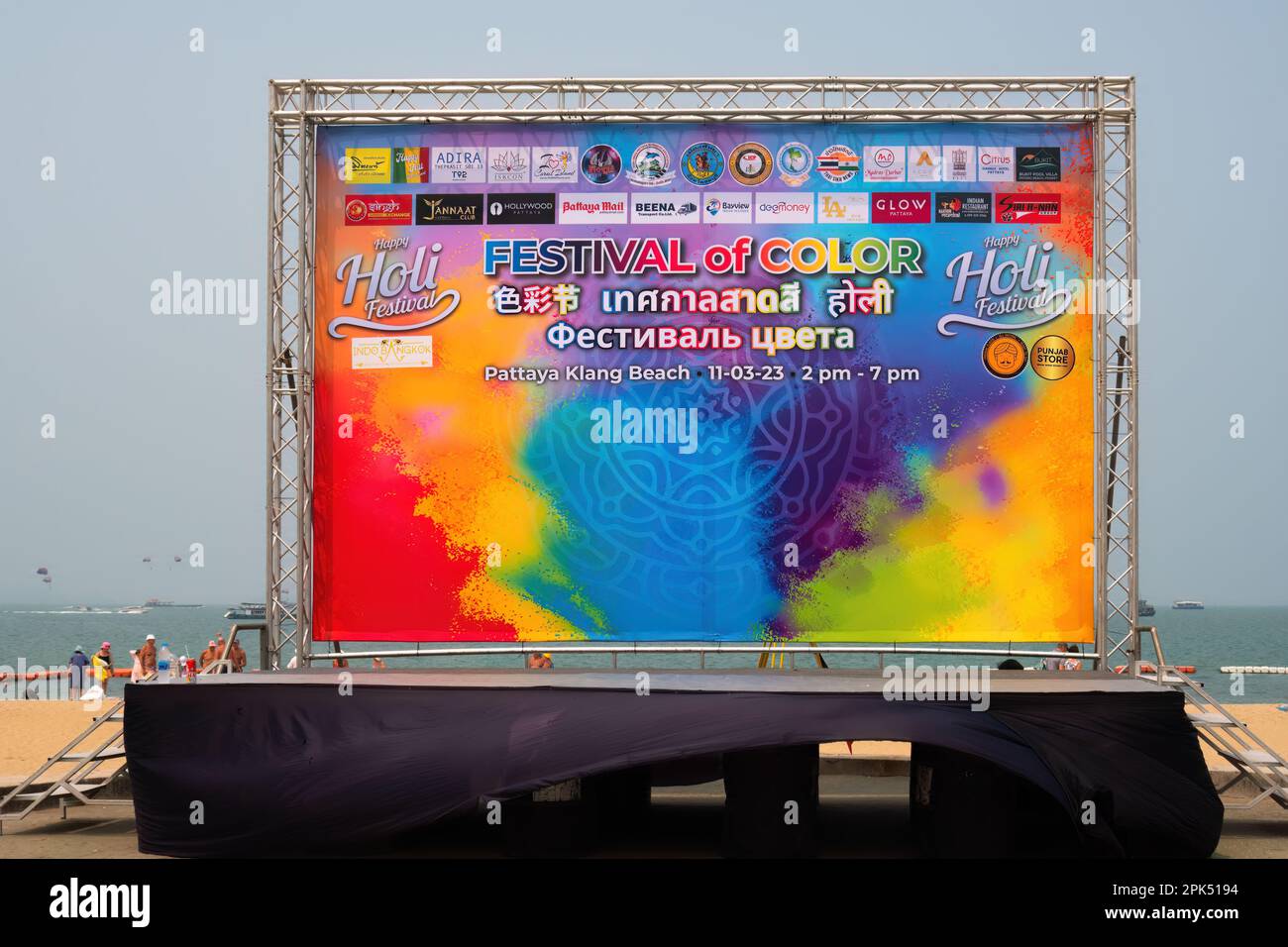 Pattaya,Thailand, March 10,2023: Beach Road This is a big,colorful announcement for the Festival ...