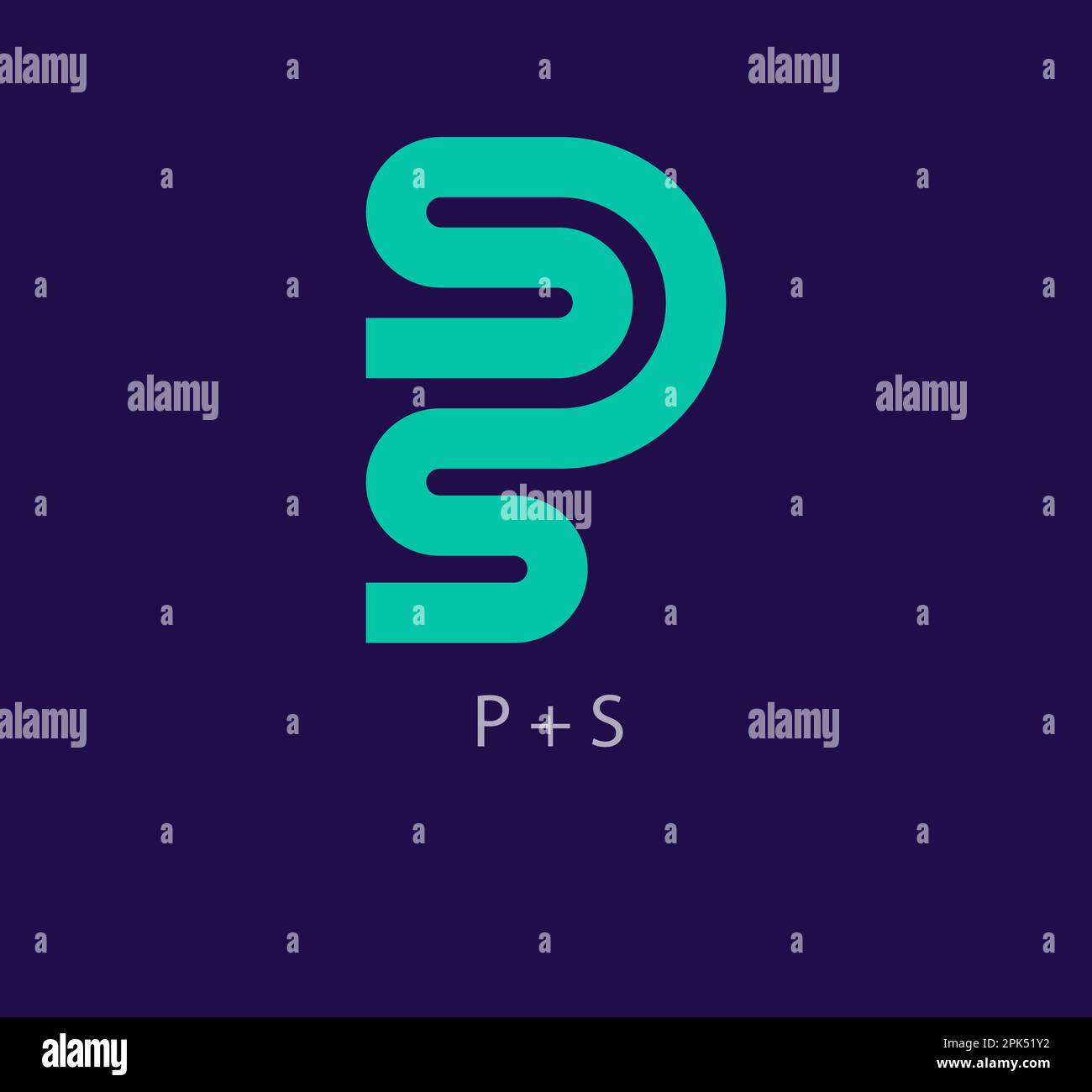 P and S letter combination continuous line logo. Unique design ...