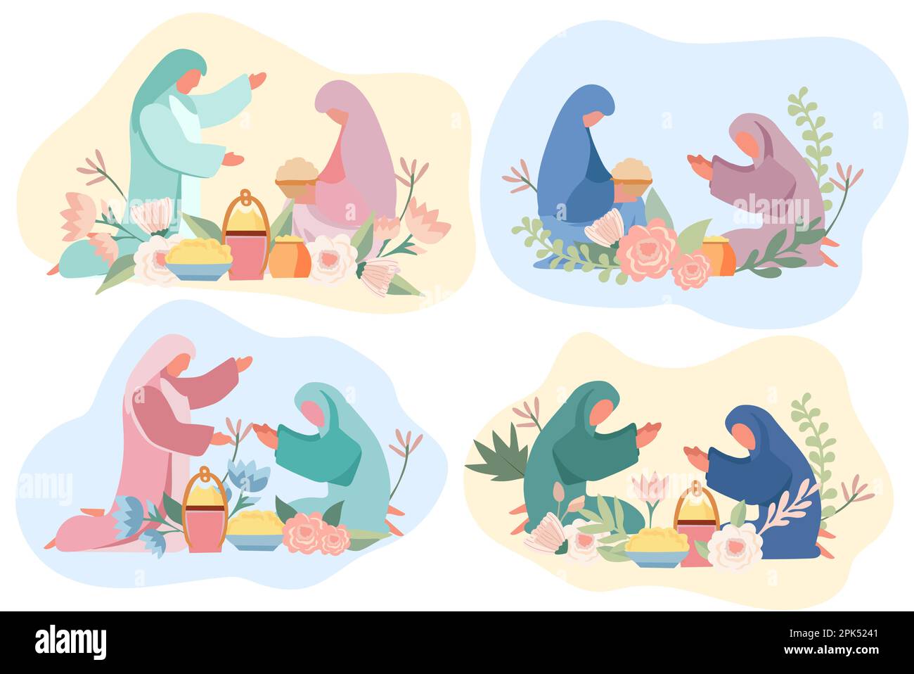 Eid Mubarak. A devout Muslims pray namaz and exchanging presents ...