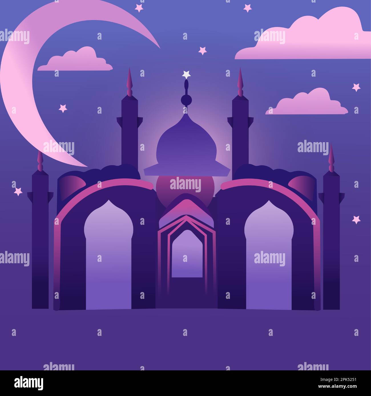 Islamic faith banner design. The silhouette of the mosque on the ...