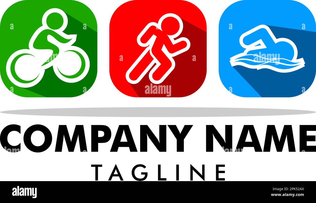 Triathlon event logo, swim, run and bike icons Stock Vector Image & Art ...