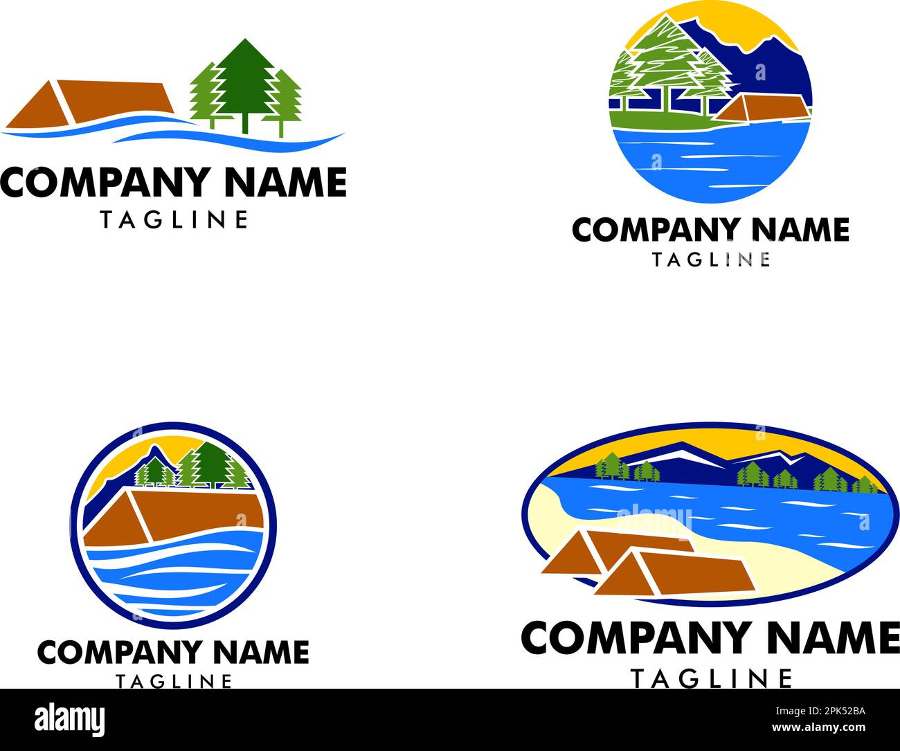 Set of Summer Camp Logo Template Design Vector Stock Vector Image & Art ...