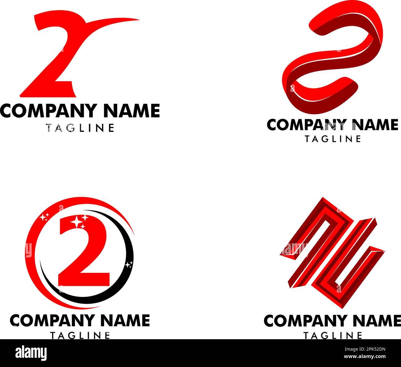 Set of Number two logo, Logo 2 vector template Stock Vector Image & Art ...