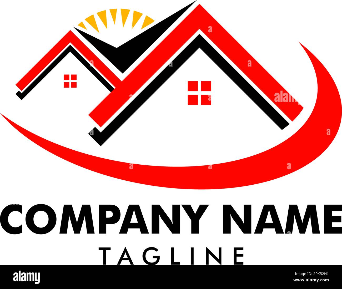 Sun House Logo Design Template Stock Vector Image & Art - Alamy