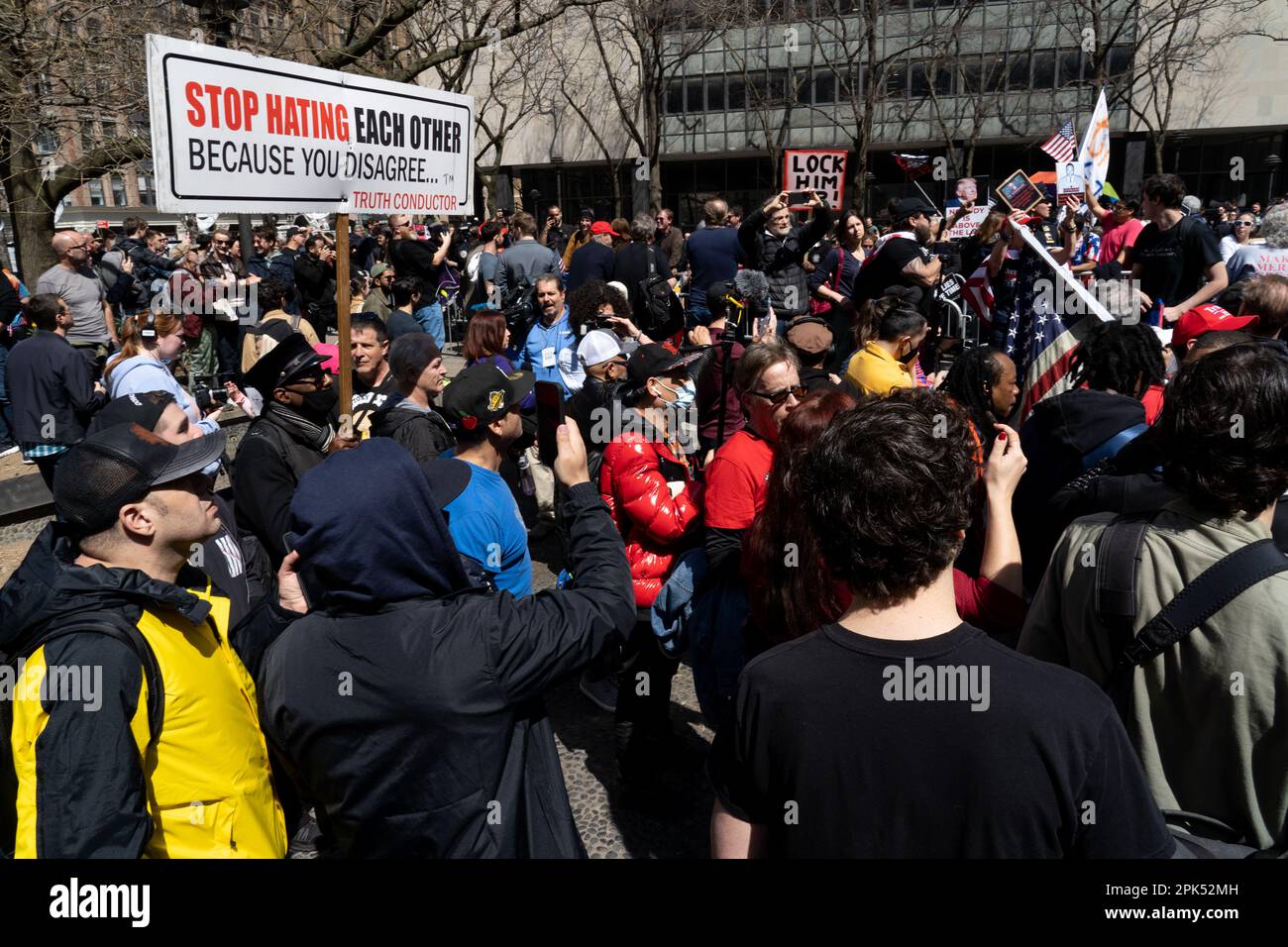 Protesters gather across from Manhattan Criminal Court as former ... Protesters gather across from Manhattan Criminal Court as former ...