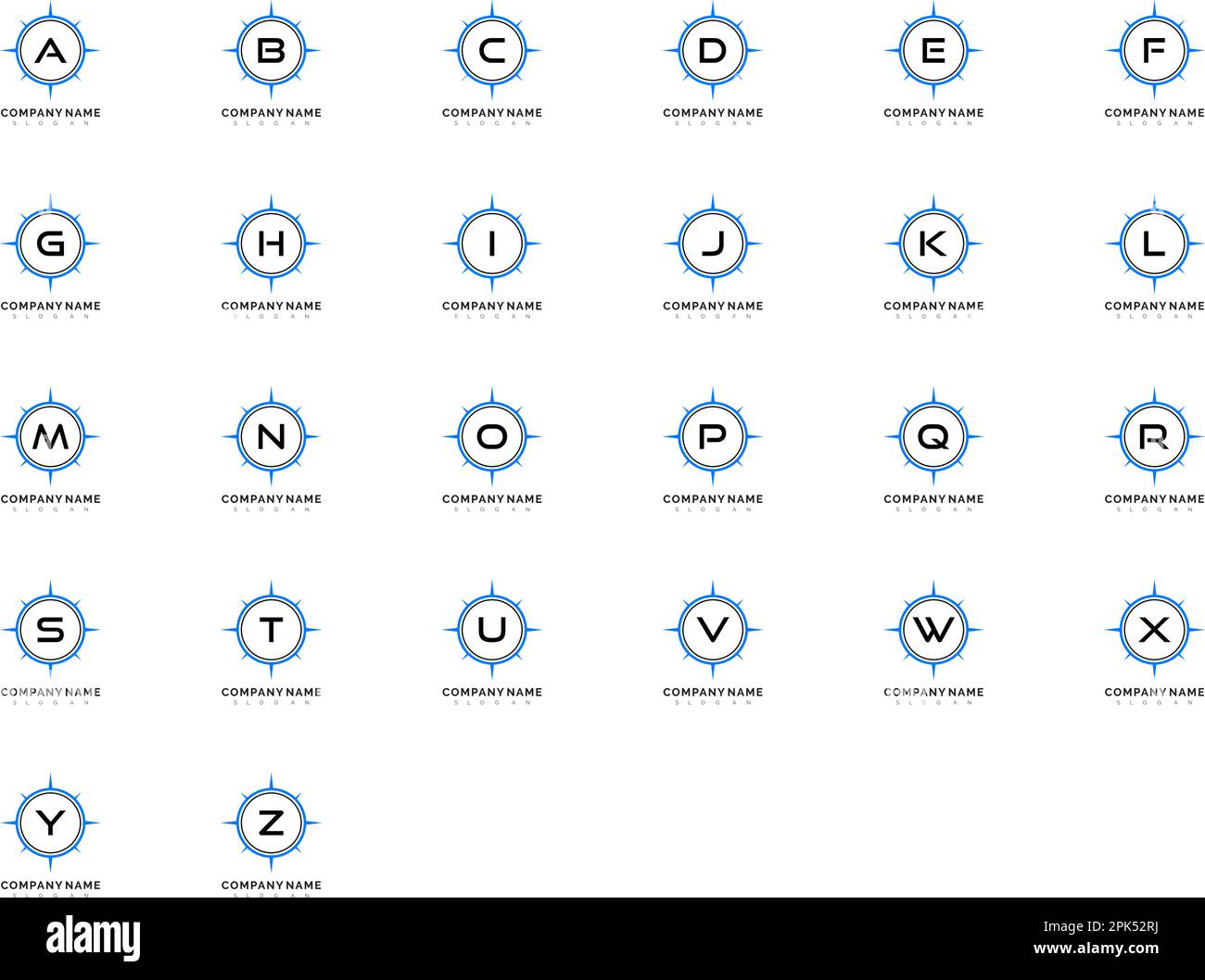 Set of Initial Letter with Compass Logo Design Stock Vector Image & Art ...