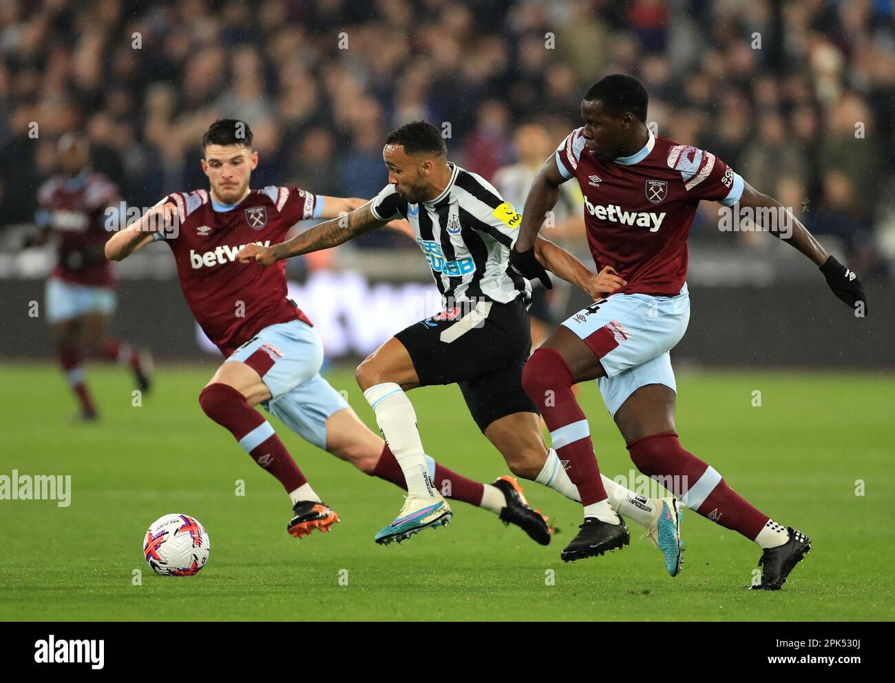 West Ham United's Declan Rice Newcastle United's Callum Wilson and West ...