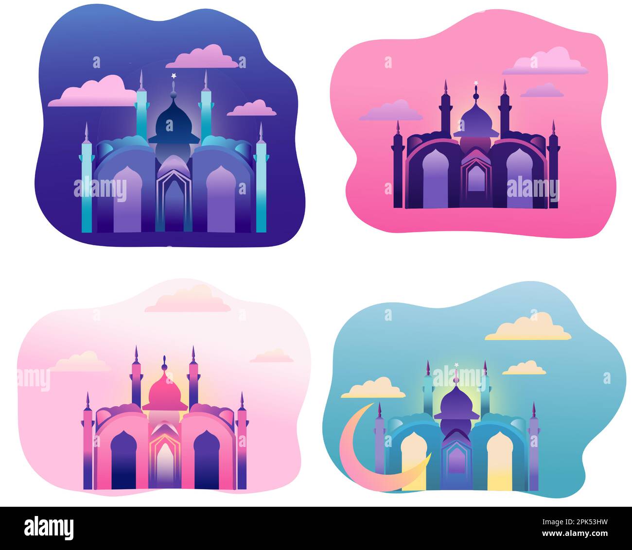 Islamic faith banner design. The silhouette of the mosque on the ...